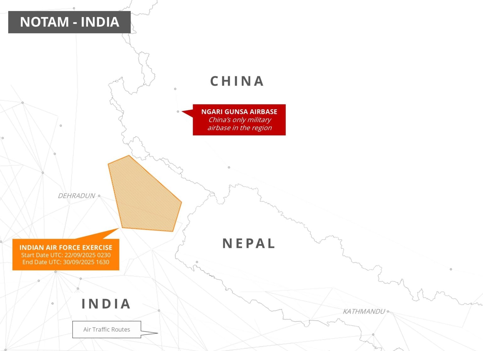 India Issues NOTAM For Major Air Force Exercise Near Nepal and China Border