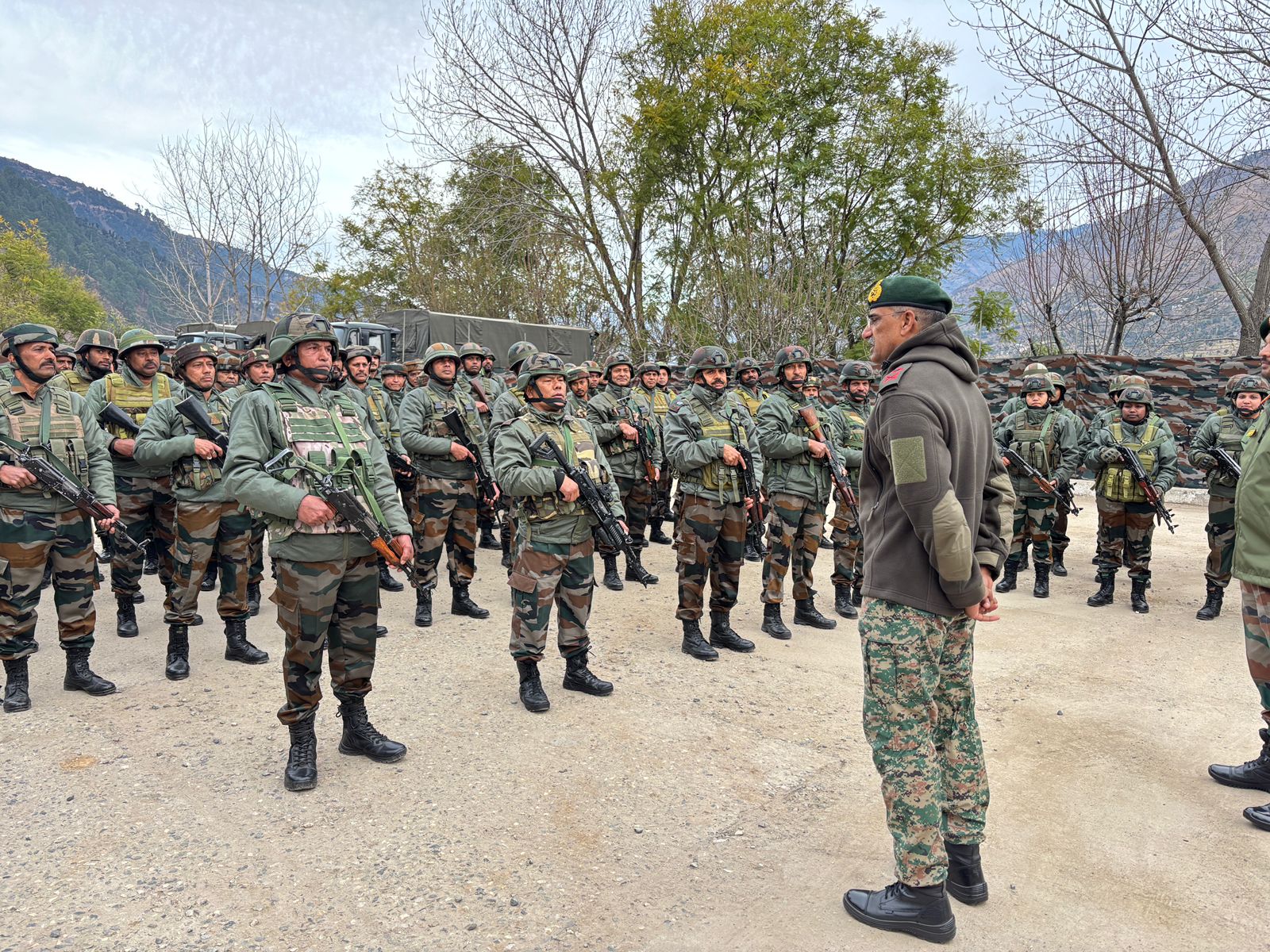 Maj Gen Jai Singh Bainsla Interacts With Troops Deployed on Counter ...